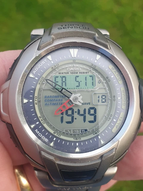 OROLOGIO DA UOMO Casio Pro TREK 2767 PRG-60T Duro Solare Triplo Sensore Quarzo EUR 114,14 ...