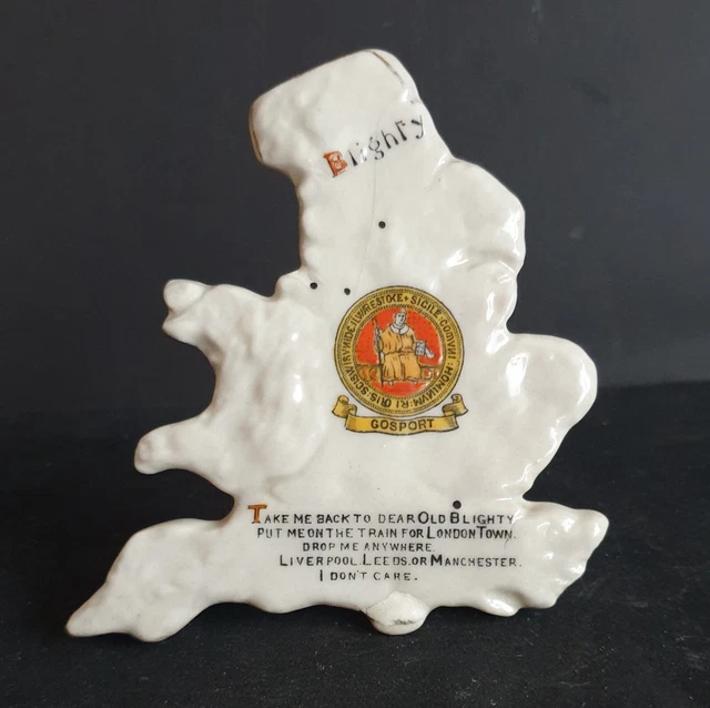 WW1 BRITISH CRESTED China 'Blighty' by Carlton featuring the Gosport ...