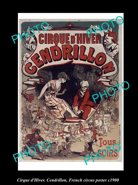 OLD POSTCARD SIZE PHOTO OF FRENCH CIRCUS POSTER c1900 CIRQUE d'HIVER $7 ...