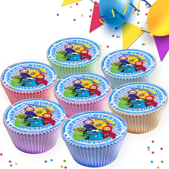 TELETUBBIES BIRTHDAY PERSONALISED Edible Icing Cupcake Topper ...