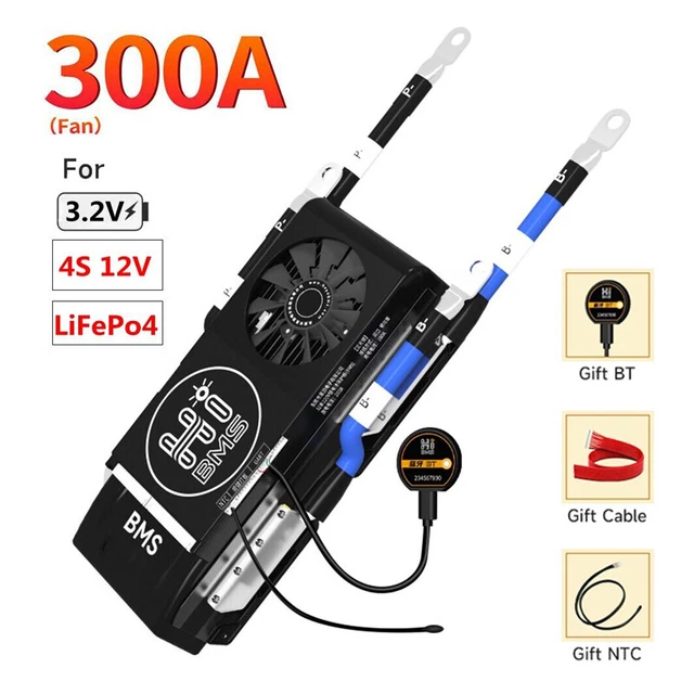 4S 12V 300A Lifepo4 BT (Fan) BMS Common Port with Bluetooth Module UART ...
