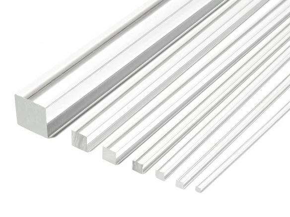 SQUARE ACRYLIC ROD Perspex Solid Clear Plastic Bar Profile 500mm Long ...
