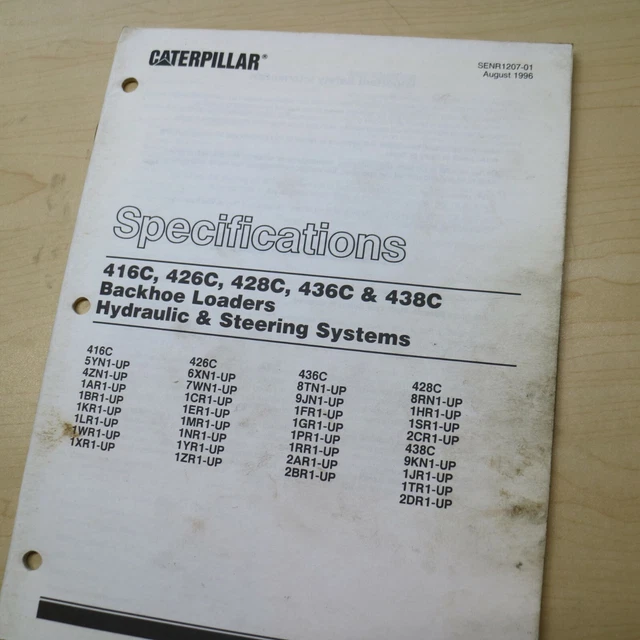 CAT 416C 426C 428c 436c 438c Backhoe Hydraulic System Specification Shop Manual £28.13 - PicClick UK