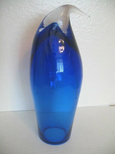 VINTAGE BLENKO MID-CENTURY Blue Art Glass Penguin W/ Label £78.86 ...