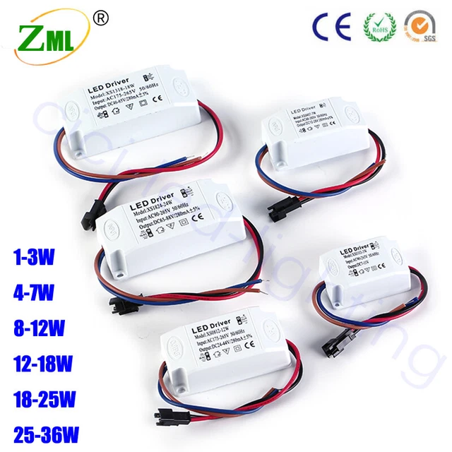 LED DRIVER 3W 18W 24W 36W DC 12V Transformer 300ma Power Adapter Home ...
