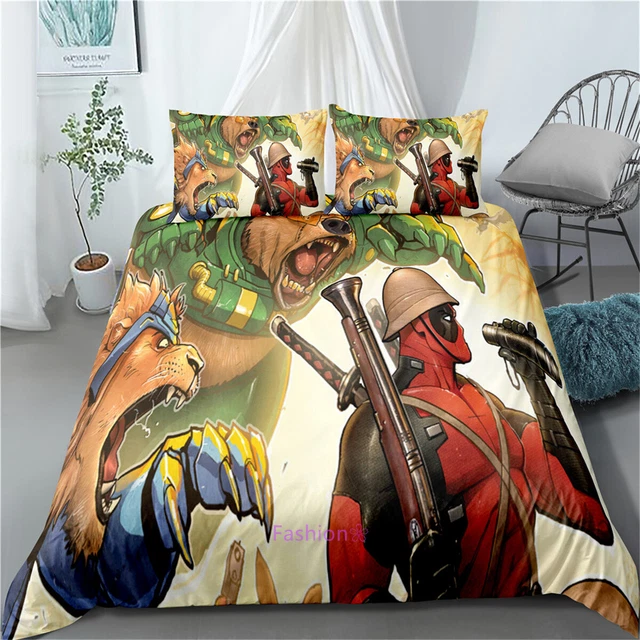 LINEN DOONA/DUVET/QUILT COVER Set Single/Double/Queen/King Bed Deadpool ...
