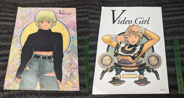 VINTAGE VIDEO GIRL AI Posters (Laminated) x2 + Vintage Shitajiki Pencil ...