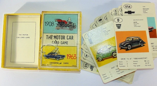THE MOTOR CAR Card Game 1908 to 1963 Full Set of 40 Cards Vintage Boxed ...