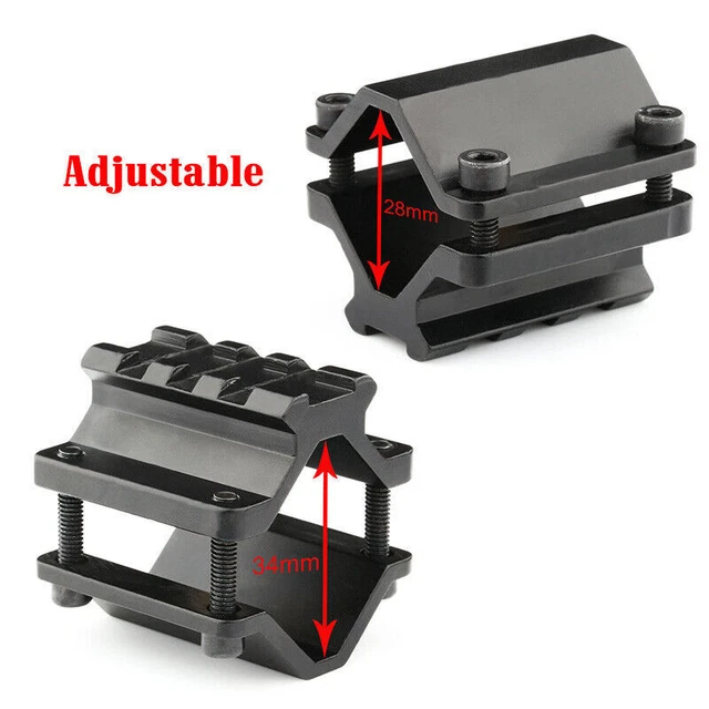 ADJUSTABLE SINGLE RAIL Barrel Mount Clamp On Fit 20mm Picatinny Weaver ...