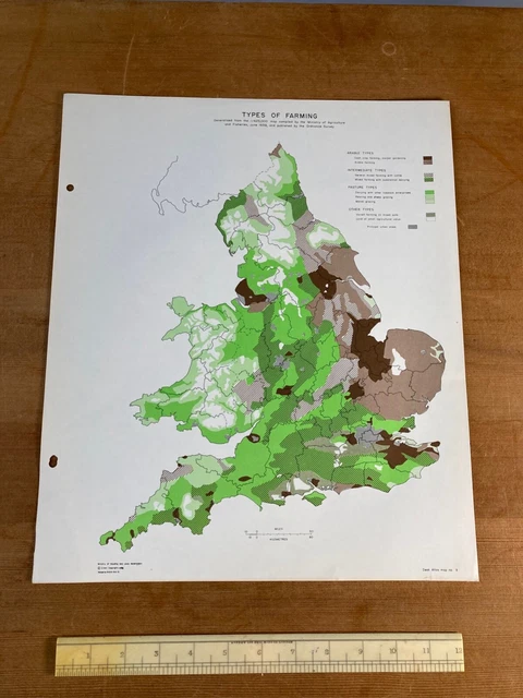 VINTAGE MAP - 1960's Types of Farming £9.99 - PicClick UK
