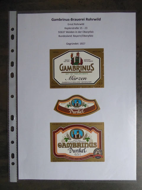 BIERETIKETTEN, BY, WEIDEN in der Oberpfalz, Gambrinus-Brauerei Rohrwild ...