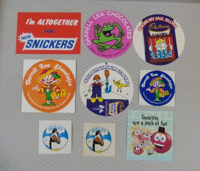 ORIGINAL VINTAGE 1980,S Chocolate bar advertising stickers $18.00 ...