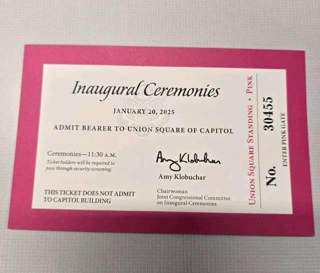 2025 PRESIDENTIAL INAUGURATION Ticket (Donald J. Trump - Pink ...