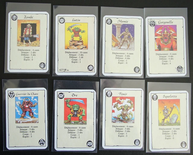 HEROQUEST CARTE MONSTRE x8 - monster card QUEST MB GAMES WORKSHOP ...