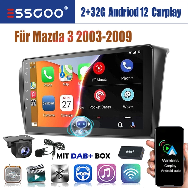 PER MAZDA 3 2003-09 2+32G Android 12 DAB+ Autoradio Carplay GPS NAVI ...