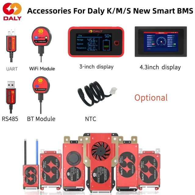 DALY SMART BMS 3.0 4.3 Inch LCD Display Wifi Bluetooth Module Uart ...