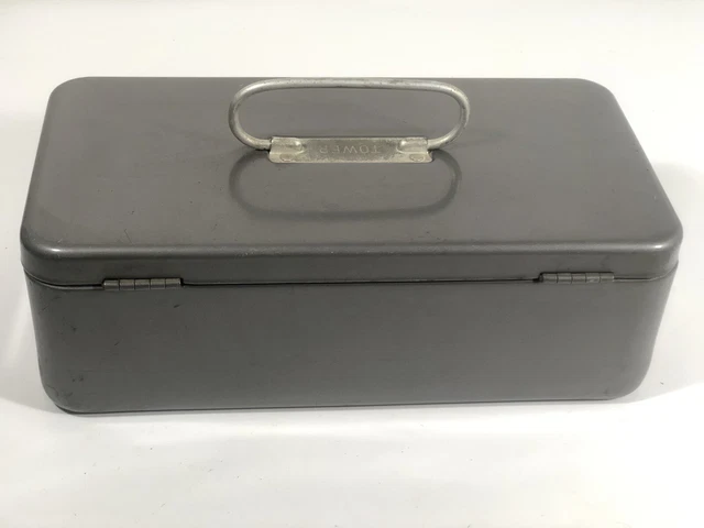 VINTAGE TOWER LOCK Box Metal Species Document Safe Storage with Key ...