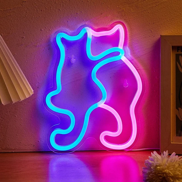 CHI-BUY CAT LED Neon Sign USB Powered Neon Signs Night Light 3D Wall ...