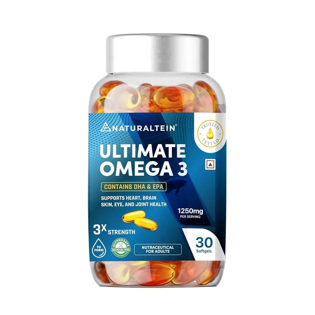NATURALTEIN OMEGA-3 FISH Oil 1250mg Triple Strength 30 Softgels £24.66 ...
