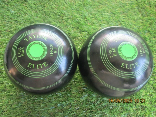 GREAT TAYLOR ELITE Crown Green Bowls 2-8 2 Full Bias £99.52 - PicClick UK
