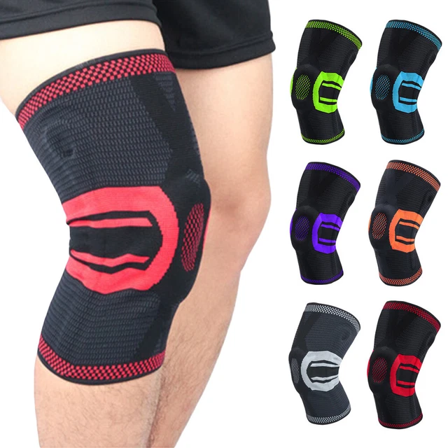 SPORTS KNEE PAD Elastic Pressure Brace Silicone Spring Fitness Yoga ...