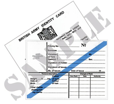 WW2 BRITISH ARMY Identity Card - Army Form B 2603 - (8th Army ...