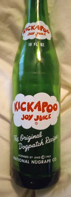 1965 KICKAPOO JOY Juice Soda Pop Bottle & Cap Nice Graphics National ...