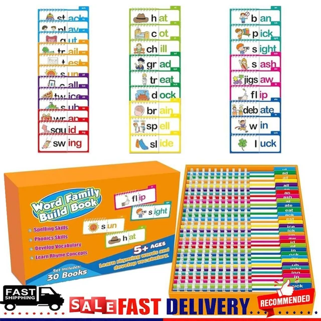 CVC WORD FLIP Chart Vowel Word Flashcards Educational Sight Words Games ...