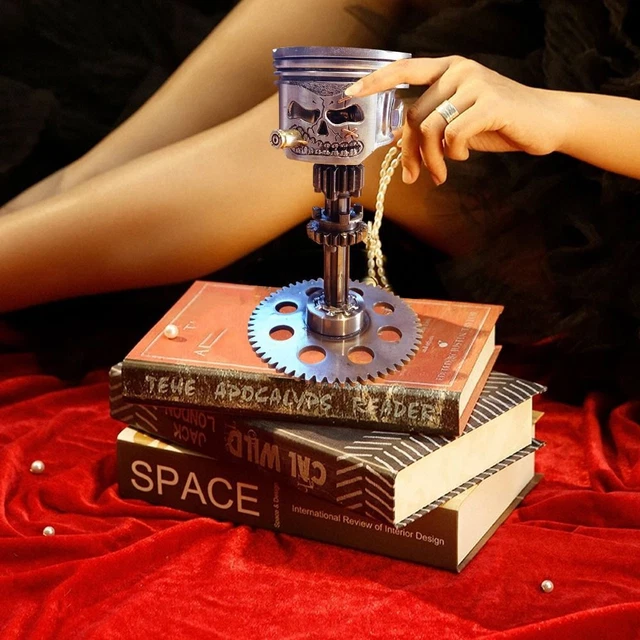 REALISTIC SKELETON STATUE Skull Man Head Carving Piston Skull Face ...