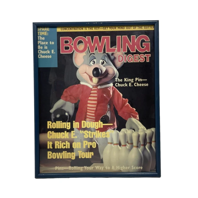 VINTAGE CHUCK E Cheese Bowling Digest Magazine Poster Restaurant ...