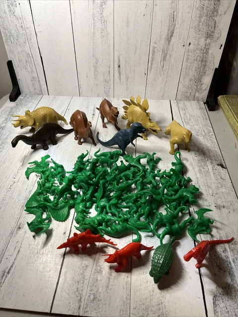 VINTAGE DINOSAUR PREHISTORIC Caveman Plastic playset Marx Timmee DFC ...