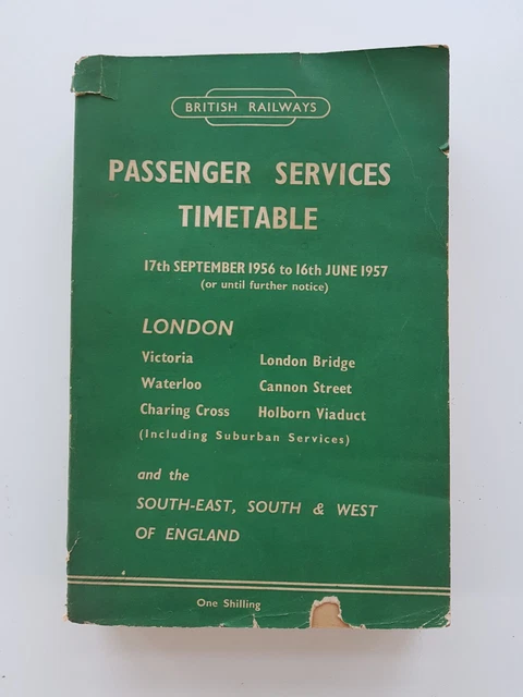 BRITISH RAILWAYS SOUTHERN Region Passenger Timetable September 1956 inc ...