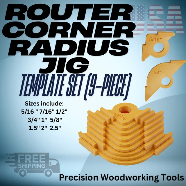 ROUTER CORNER RADIUS Jig Template Set 9 Piece Precision Woodworking 6 ...