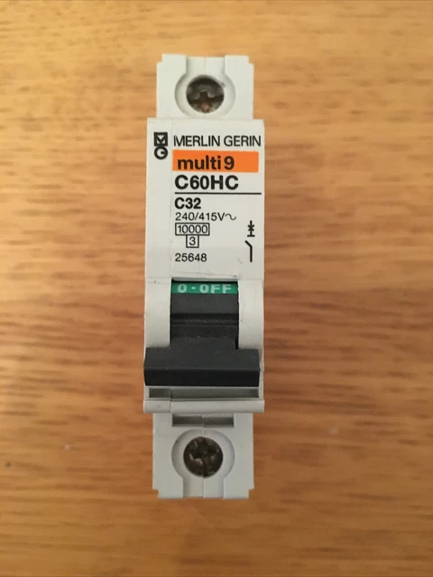 MERLIN GERIN MULTI 9 C60HC 32 Amp C32 Single Pole C60HC132 MCB Used £2.50 - PicClick UK