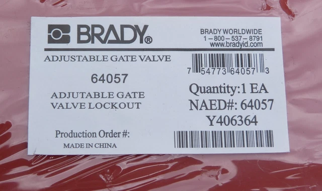 LOCKOUT TAGOUT BRADY 64057 Adjustable Gate Valve Lockout Red EUR 30,80 ... LOCKOUT TAGOUT BRADY 64057 Adjustable Gate Valve Lockout Red EUR 30,80 ...