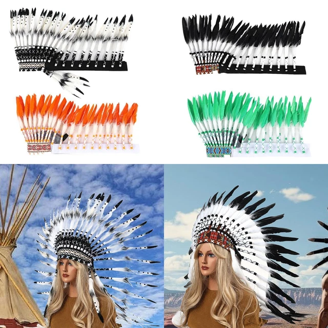 INDIAN FEATHER HEADDRESS for Costume Party Role Playing Halloween £29. ...