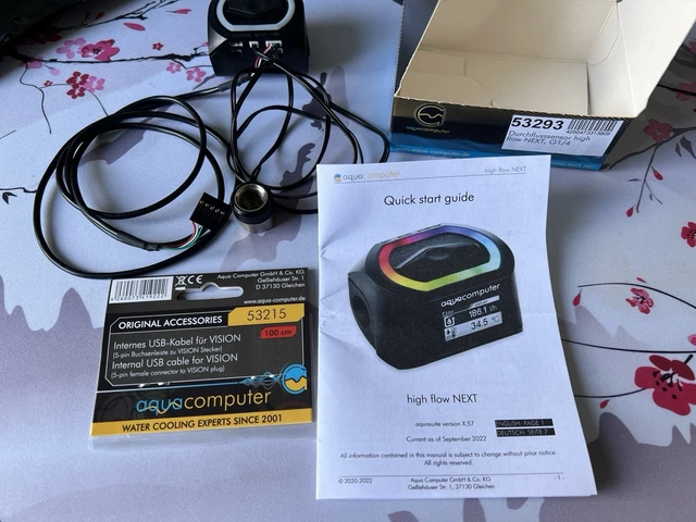 AQUACOMPUTER HIGH FLOW NEXT, RGB Kabel, USB Kabel, externer Temperatur ...