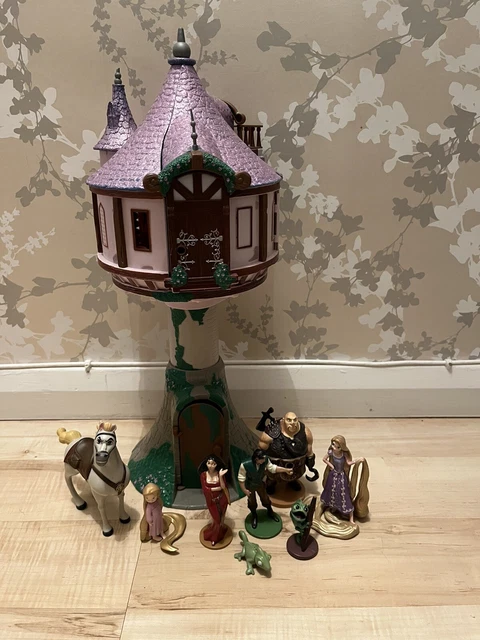 DISNEY STORE TANGLED Rapunzel Tower 17" Castle Playset Doll Figures ...