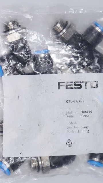 10 STÜCK FESTO 186120 L-Steckverschraubung Typ QSL-G1/4-8 OVP, NEU EUR 24,80 - PicClick DE