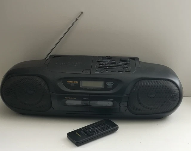 PANASONIC RX-DT55 PORTABLE Stereo CD Radio Twin Cassette Boombox w ...