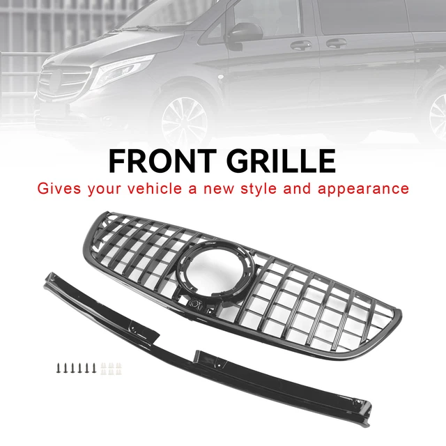 BLACK FRONT GRILLE Grill Fit Mercedes benz vito W447 2020-2023 Facelift ...