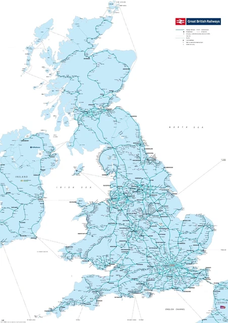 UK TRAIN MAP (RAIL PASSENGER NETWORK) 2024 Size A1 Encapsulated £42.00 ...
