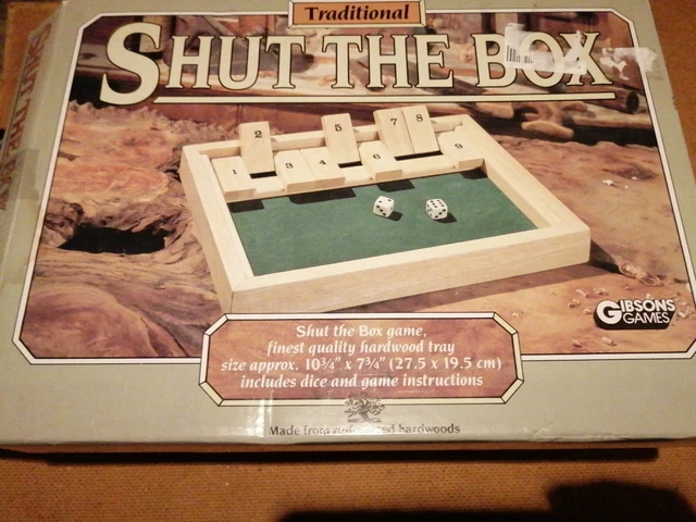 VINTAGE SHUT THE Box Game by Gibsons Games Hardwood Tray Traditional ...