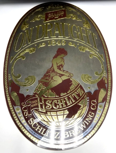 VINTAGE RARE SCHLITZ On Draught 1849 Mirror Bar Advertising Alcohol ...
