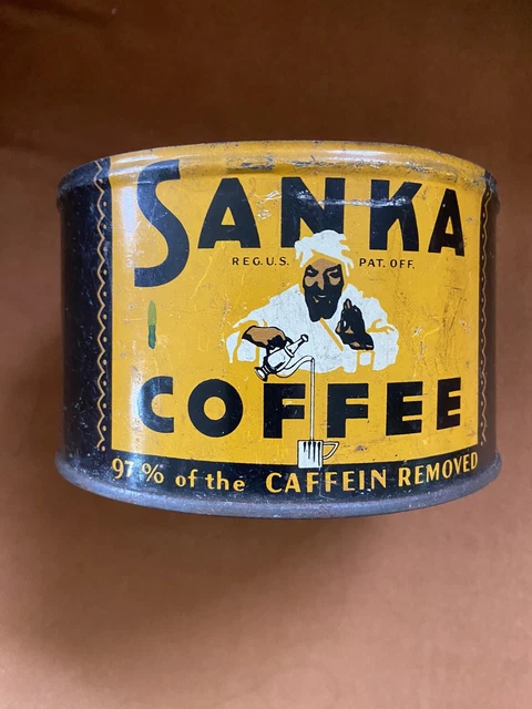 RARE ANTIQUE SANKA Coffee Tin ~ Great Graphics and Colors ~ 1 Lb ...