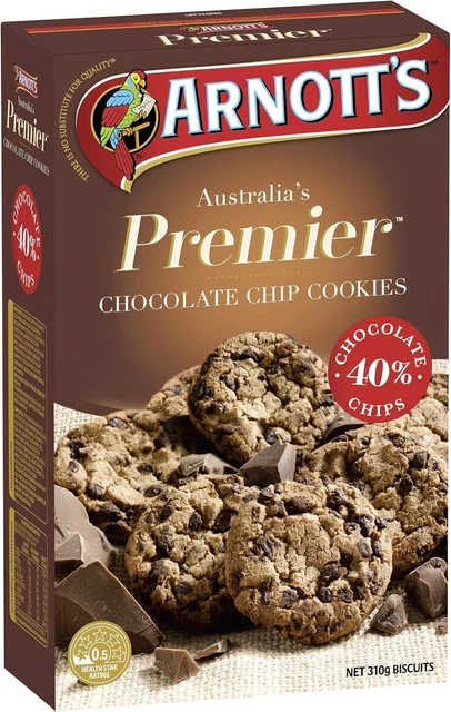 ARNOTT'S PREMIER CHOCOLATE Chip Cookies, 310 Grams $21.95 - PicClick AU