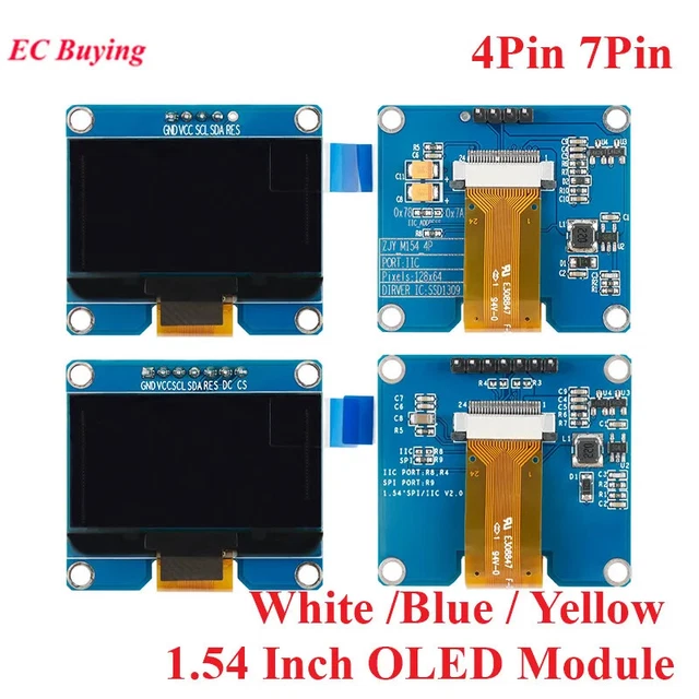 1.54& OLED 128X64 Display Module SSD1309 SPI/IIC Interface for Arduino ...