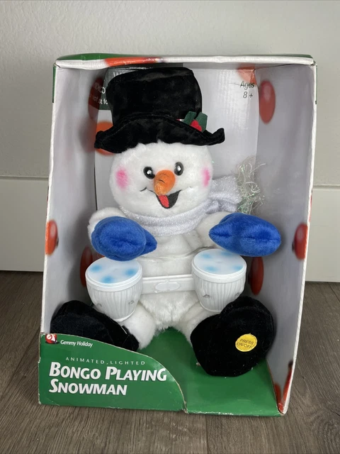 GEMMY HOLIDAY CHRISTMAS Animated Singing Bongo Playing Snowman Lighted ...