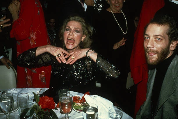 Lauren Bacall And Son Stephen Bogart Circa 1981 In New York City Old