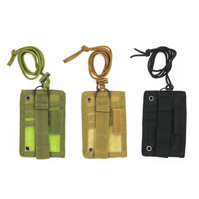 TACTICAL ID CARD Pen Small Files Holder Hook & Loop Patch Badge Neck ...